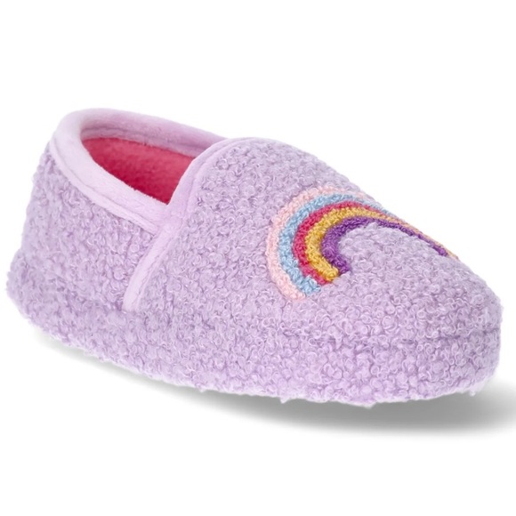 Shoes | Cozy Lilac Slippers With Rainbow Embroidery | Poshmark